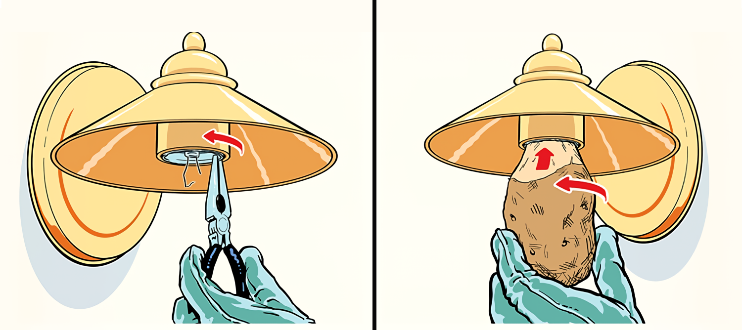 Cómo desenroscar una bombilla rota